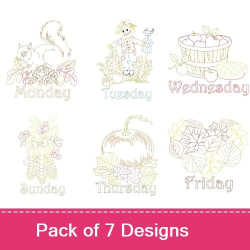 Fall Days Of The Week Embroidery design pack by Dakota Collectibles ...