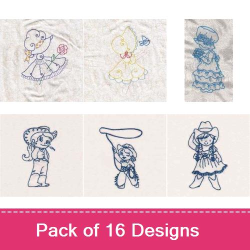 Redwork Vintage Girls Embroidery design pack by Daydream Designs ...