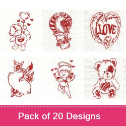 Redwork Love is in the Air Embroidery design pack by Daydream Designs ...
