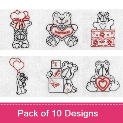 Color Line Sweetheart Bears Embroidery design pack by Daydream Designs ...