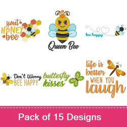 Bee Happy Embroidery design pack by Easy Embroidery, Embroidery Packs ...