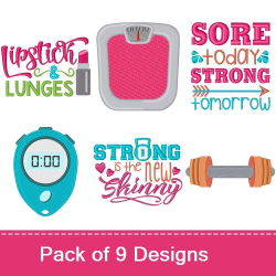 Fitness And Exercise Embroidery design pack by Easy Embroidery ...