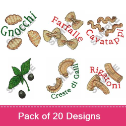 PASTA PASTA PASTA I Embroidery design pack by Great Notions ...