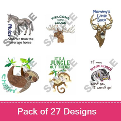 Funny Animals & Captions Embroidery design pack by Great Notions ...