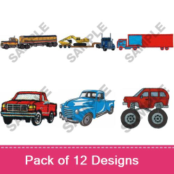 Vehicles Embroidery design pack by Great Notions, Embroidery Packs on ...