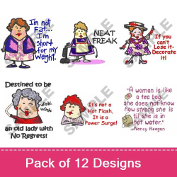 Funny Women Captions Embroidery design pack by Great Notions ...