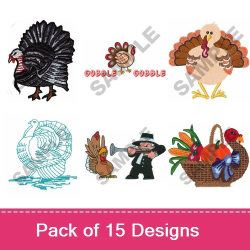 Thanksgiving Turkeys Embroidery design pack by Great Notions ...