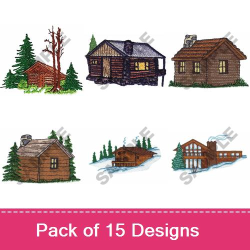 Log Cabin Embroidery Design