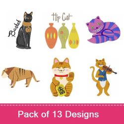 Cool Cats Embroidery design pack by Hopscotch, Embroidery Packs on ...
