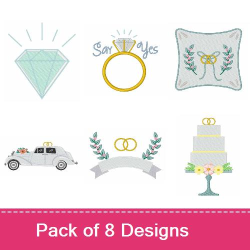Wedding Day Bling Embroidery design pack by Hopscotch, Embroidery Packs ...