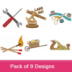 Tools & Equipment Embroidery design pack by Hopscotch, Embroidery Packs ...