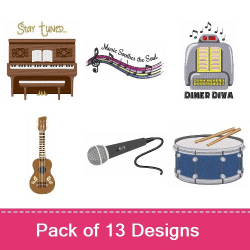 Listen To The Music Embroidery design pack by Hopscotch, Embroidery ...