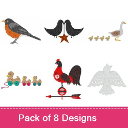 Country Birds Embroidery design pack by Hopscotch, Embroidery Packs on ...