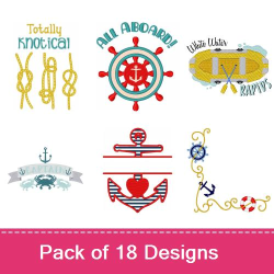 Welcome Aboard Embroidery design pack by Hopscotch | EmbroideryDesigns.com