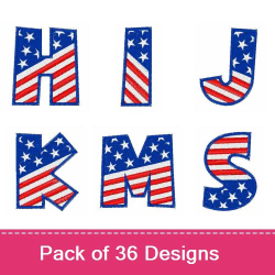 Star Spangled Flag Font Embroidery design pack by Hopscotch, Embroidery ...
