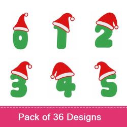 Christmas Hat Letters and Numbers Embroidery design pack by Hopscotch ...