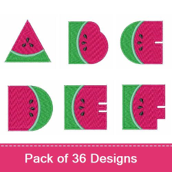 Watermelon Font Embroidery design pack by Hopscotch, Embroidery Packs ...