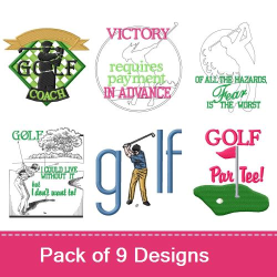 Live To Golf! Embroidery design pack by MA Designs, Embroidery Packs on ...