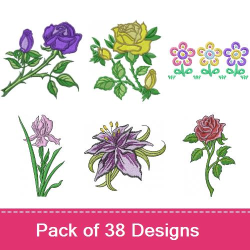 Beautiful Flowers Embroidery design pack by Machine Embroidery Designs ...