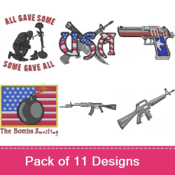 Military Guns & Bombs Embroidery design pack by Machine Embroidery ...