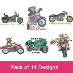 Motorcycles & Riders Embroidery design pack by Machine Embroidery ...