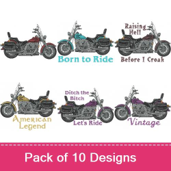 Motorcycles 2 Embroidery design pack by Machine Embroidery Designs ...