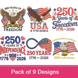 Eagle & USA Freedom Embroidery Bundle – 250 Years Celebration (9 ...