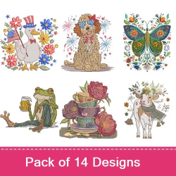 Cute Animals Embroidery design pack by Maya Kreations ...