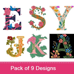 Floral Letters Embroidery design pack by Mira Embroidery, Embroidery ...