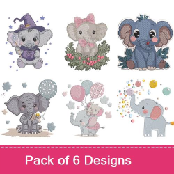 Nursery Elephants Embroidery design pack by Mira Embroidery, Embroidery ...