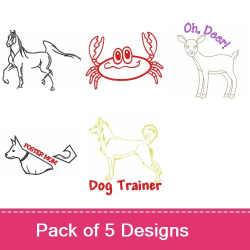 Awesome Animal Outlines Embroidery design pack by Satin Stitch ...