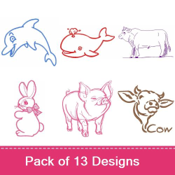 Animal Outlines Embroidery design pack by Satin Stitch, Embroidery ...