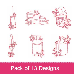 Redwork Country Kitchen Embroidery design pack by Stitchitize ...