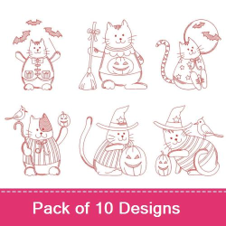 Redwork Halloween Kitty Embroidery design pack by Sweet Heirloom ...