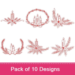 Redwork Christmas Candles Embroidery design pack by Sweet Heirloom ...