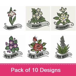 US State Flowers 3 Embroidery design pack by Sweet Heirloom ...