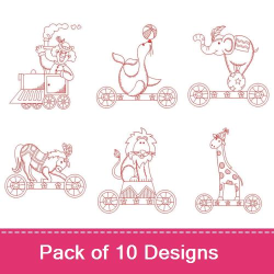 Redwork Circus Train Embroidery design pack by Sweet Heirloom ...
