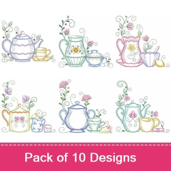 Vintage Tea Time 1 Embroidery design pack by Sweet Heirloom, Embroidery ...