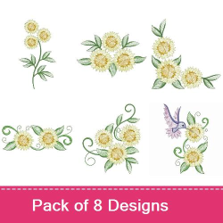 Rippled Golden Wattle Embroidery design pack by Sweet Heirloom ...