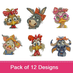 Goofy Barn Animals Embroidery design pack by Thread Mingle ...