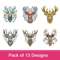 Deer Heads Embroidery design pack by Thread Mingle, Embroidery Packs on ...