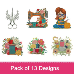 Sewing & Knitting Embroidery design pack by Thread Mingle ...