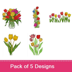 Blooming Tulips Embroidery design pack by Thread Mingle, Embroidery ...