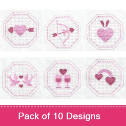 Candlewick Valentine Coasters Embroidery design pack by Twilight ...