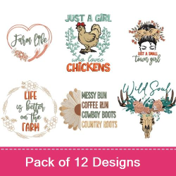 Farm Life Embroidery design pack by Unicorn Creatives, Embroidery Packs ...
