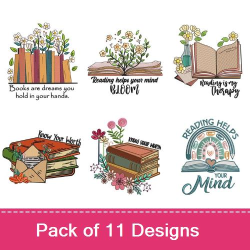Book Lover Embroidery design pack by Unicorn Creatives, Embroidery ...