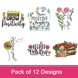 Grow Positivity Embroidery design pack by Unicorn Creatives, Embroidery ...