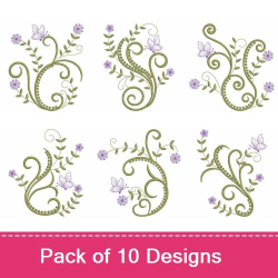 Swirly Flowers Embroidery design pack by Wind Bell Embroidery ...