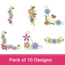 Heirloom Colorful Flowers Embroidery design pack by Wind Bell ...