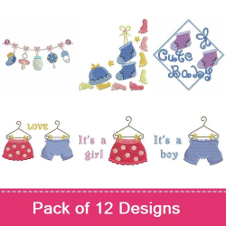 Cute Baby Embroidery design pack by Wind Bell Embroidery, Embroidery ...